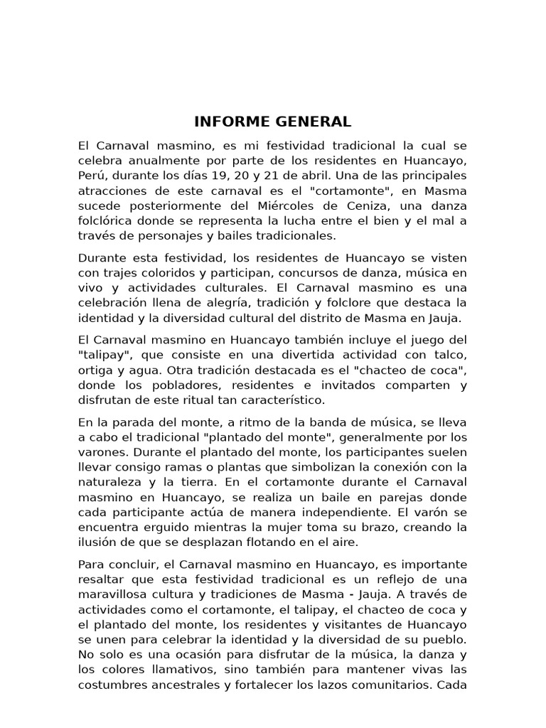 Informe General | PDF | Ciencias sociales | Arte