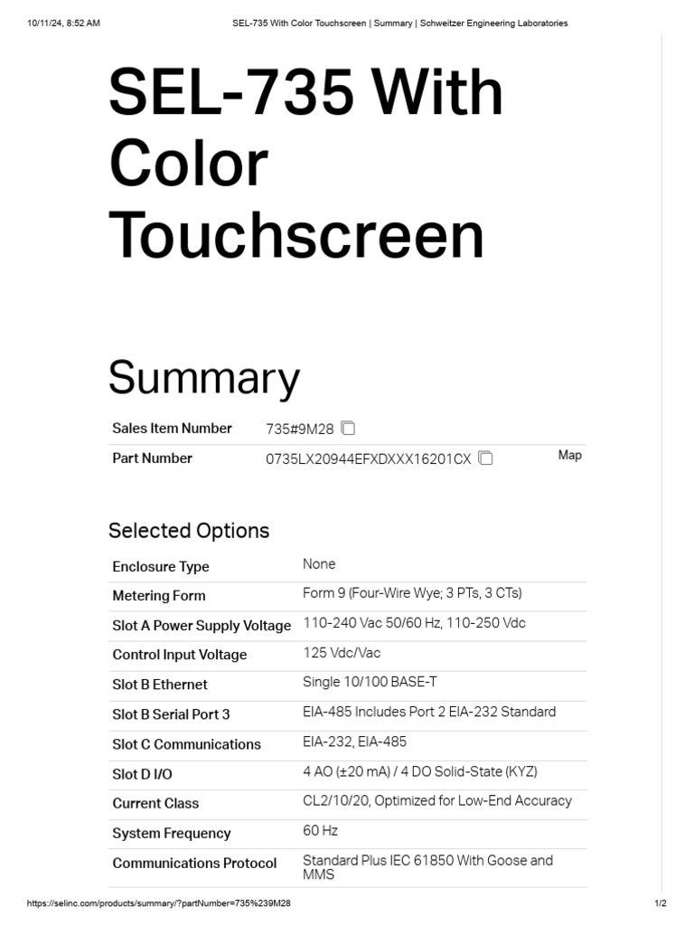 SEL 735 Order Code For Agus 2 Meter | PDF | Alternating Current ...