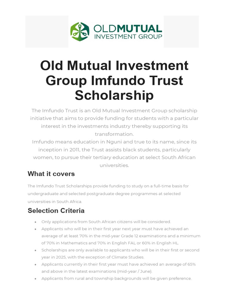 Old Mutual Investment | PDF | Postgraduate Education