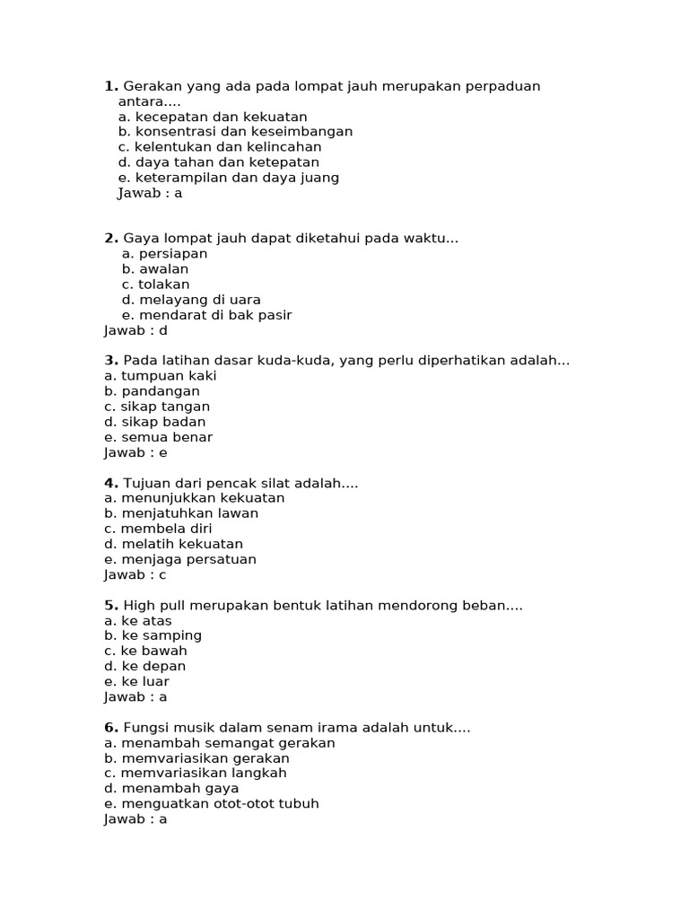 Soal PJOK Kelas X Baru | PDF