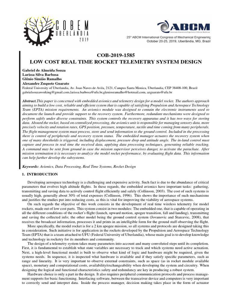 Low Cost Real Time Rocket Telemetry System Design | PDF | Embedded System | Rocket