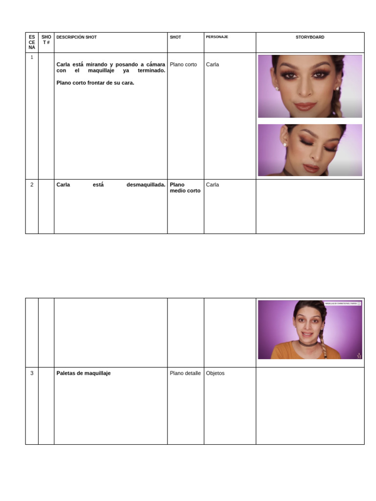Storyboard Maquillaje | PDF