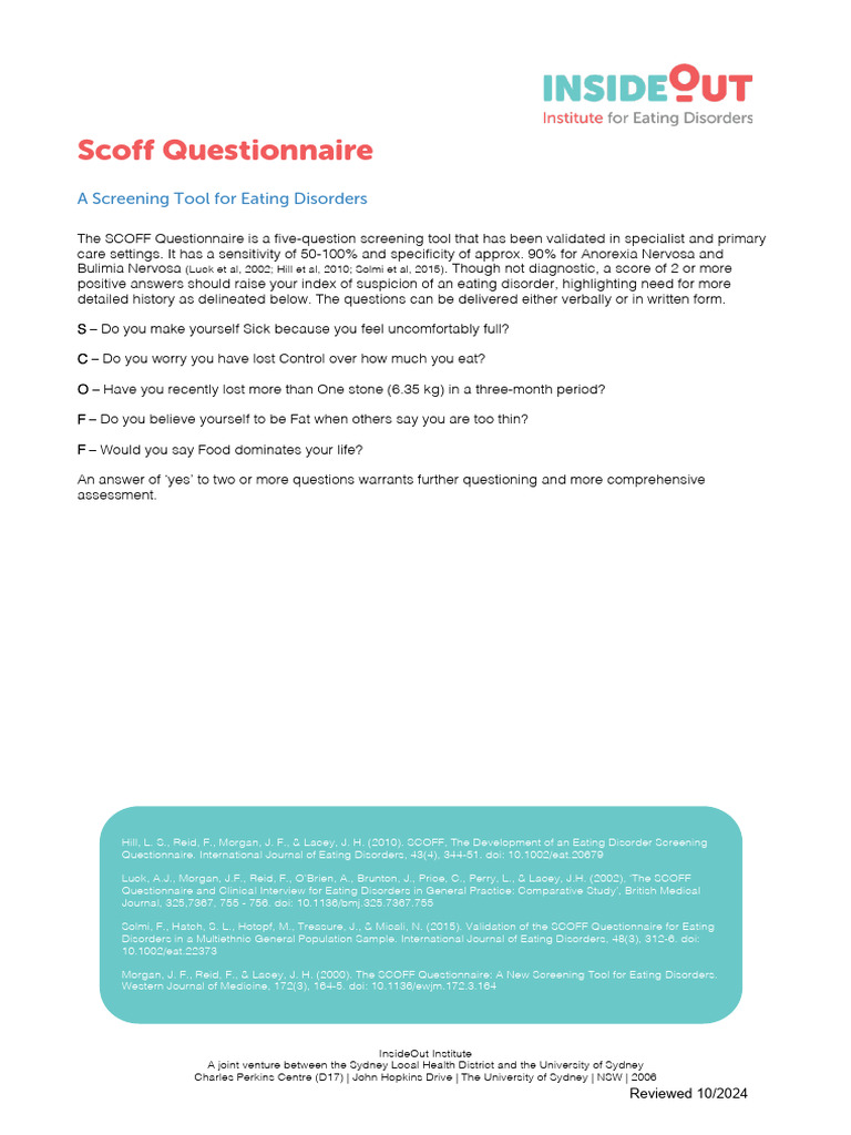 Scoff Questionnaire | PDF | Self-Improvement