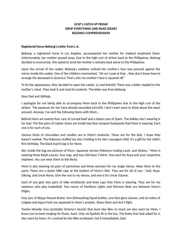 Ucsp Catch Up Friday Reading Comprehension | PDF