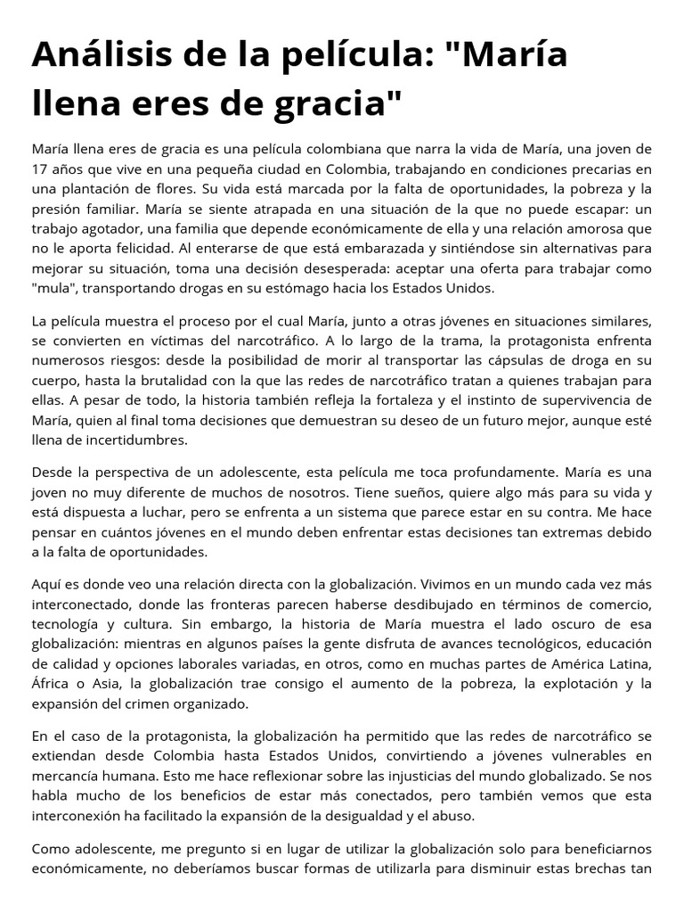 Análisis de "María llena eres de gracia" | PDF