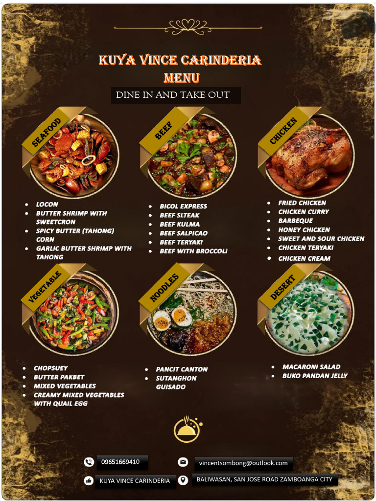 Kuya Vince Carinderia Menu | PDF