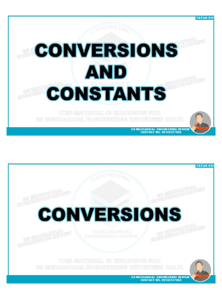 Constants and Conversions Printable | PDF