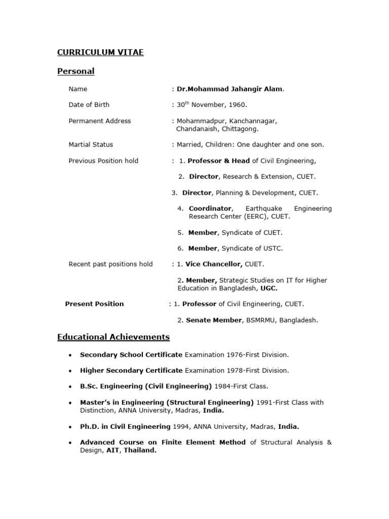 Detail CV of MJA - 1 | PDF | Computers