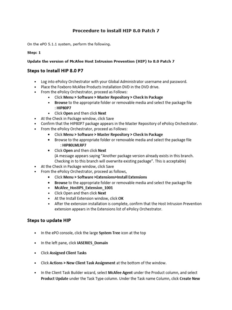 Install McAfee HIP 8.0 Patch 7 Guide | PDF | Computing Platforms ...