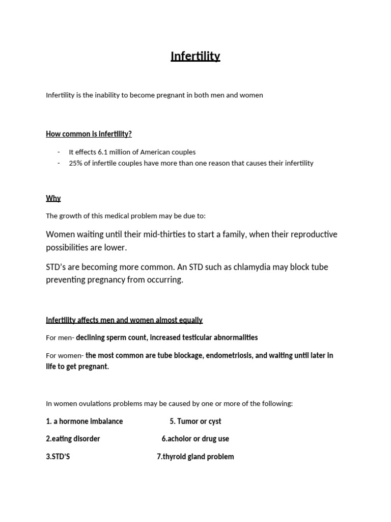 Infertility Notes | PDF | Infertility | In Vitro Fertilisation