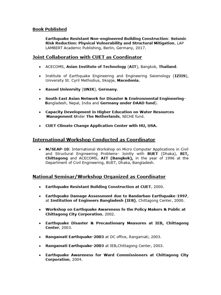 Earthquake Resilience Workshops and Publications | PDF | Art