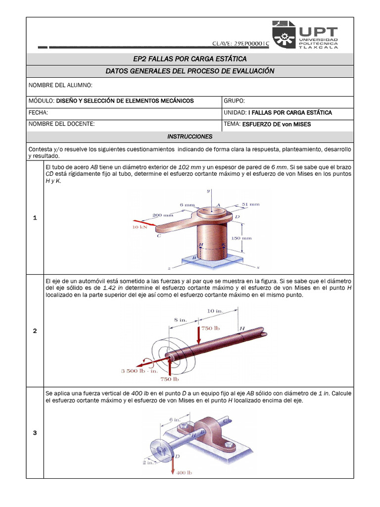 2 EP2 Problemario FALLAS POR CARGA ESTÁTICA | PDF
