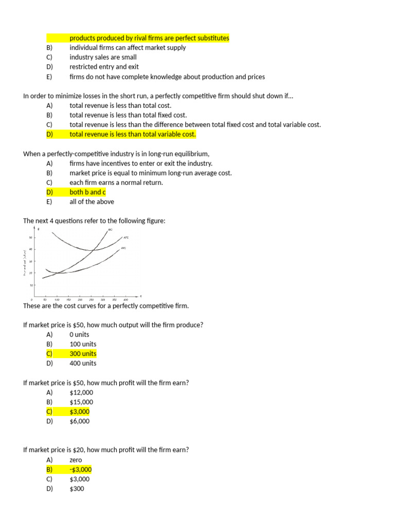Ch 11 quiz sg | PDF | Perfect Competition | Long Run And Short Run