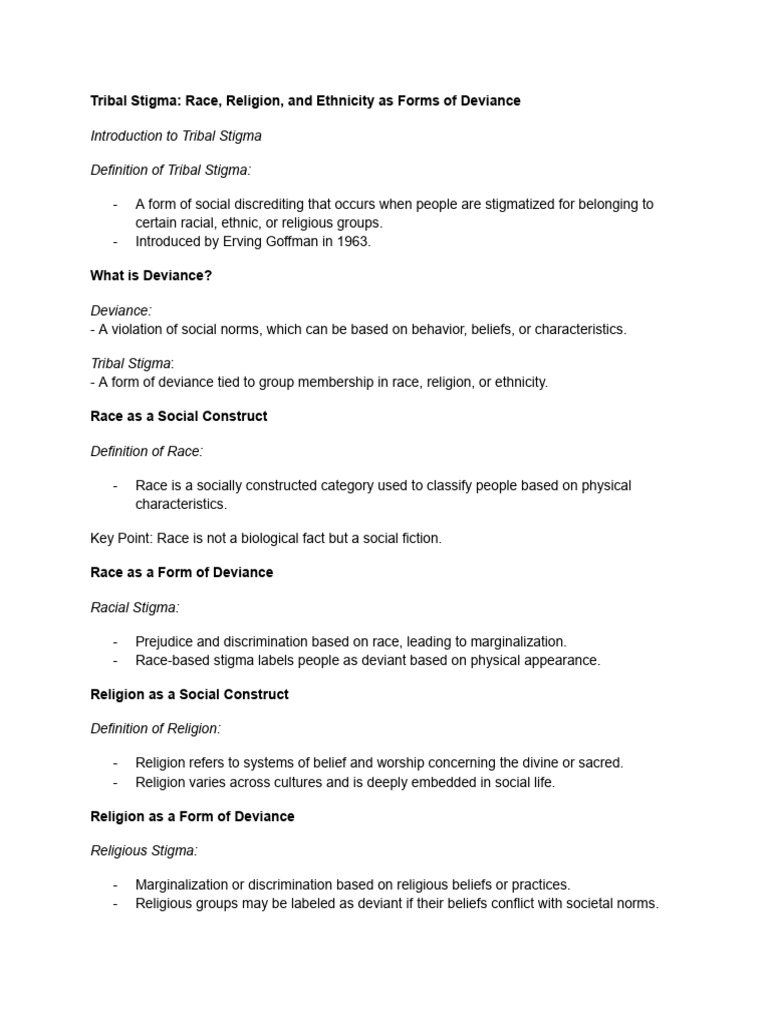 Understanding Tribal Stigma and Deviance | PDF | Religion & Spirituality