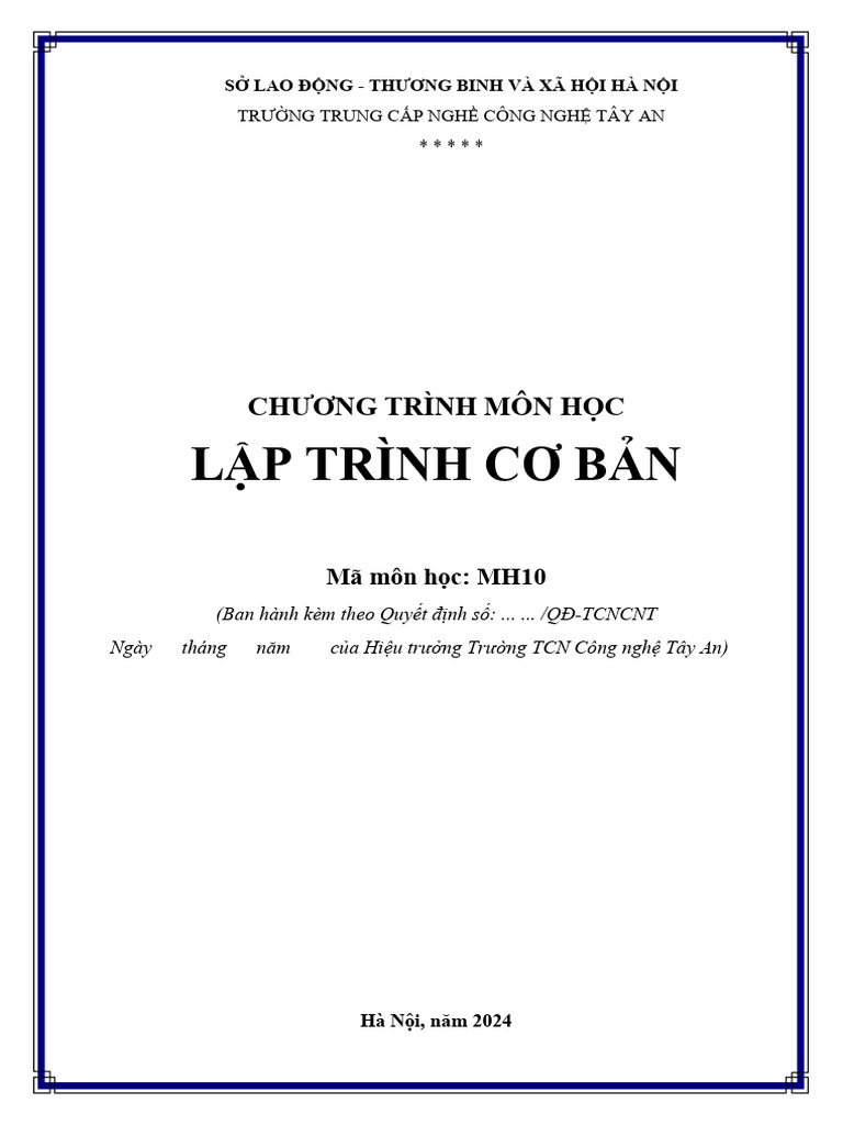 Giao-Trinh Lap Trinh Co Ban | PDF