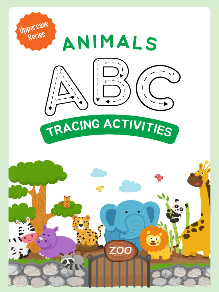 Cute Animals Alphabet Uppercase Tracing Activities Workbook | PDF