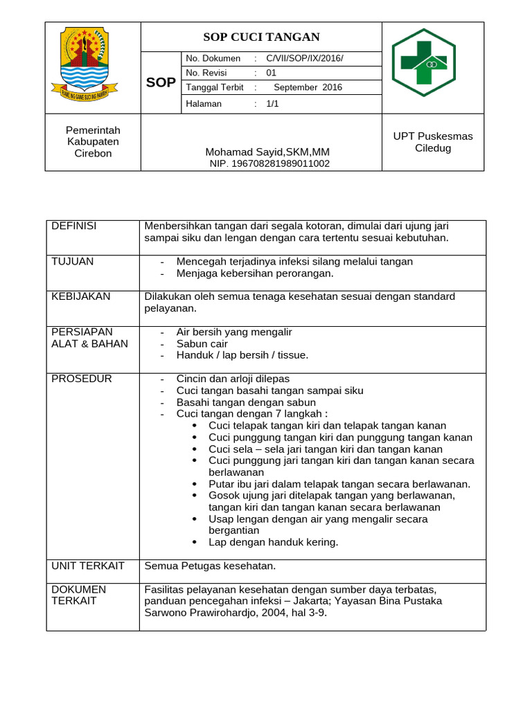 KOP SPO Cuci Tangan | PDF | Kesehatan Holistik | Sains & Matematika