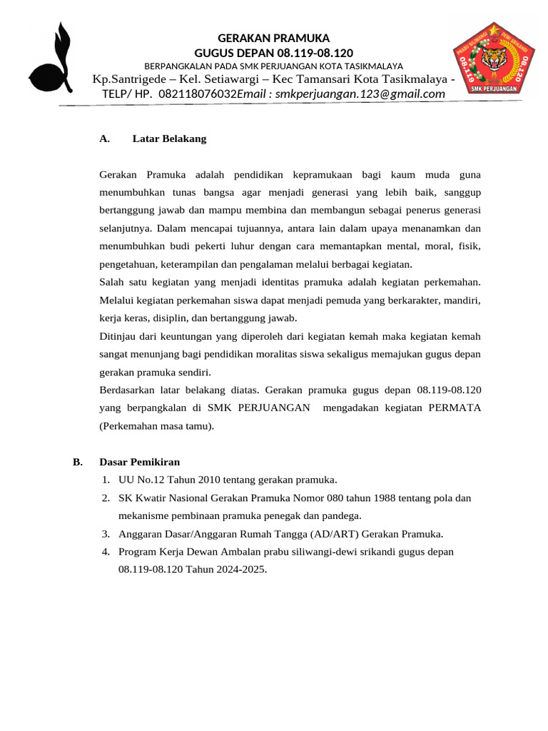Proposal Kemah Luar Sekolah | PDF