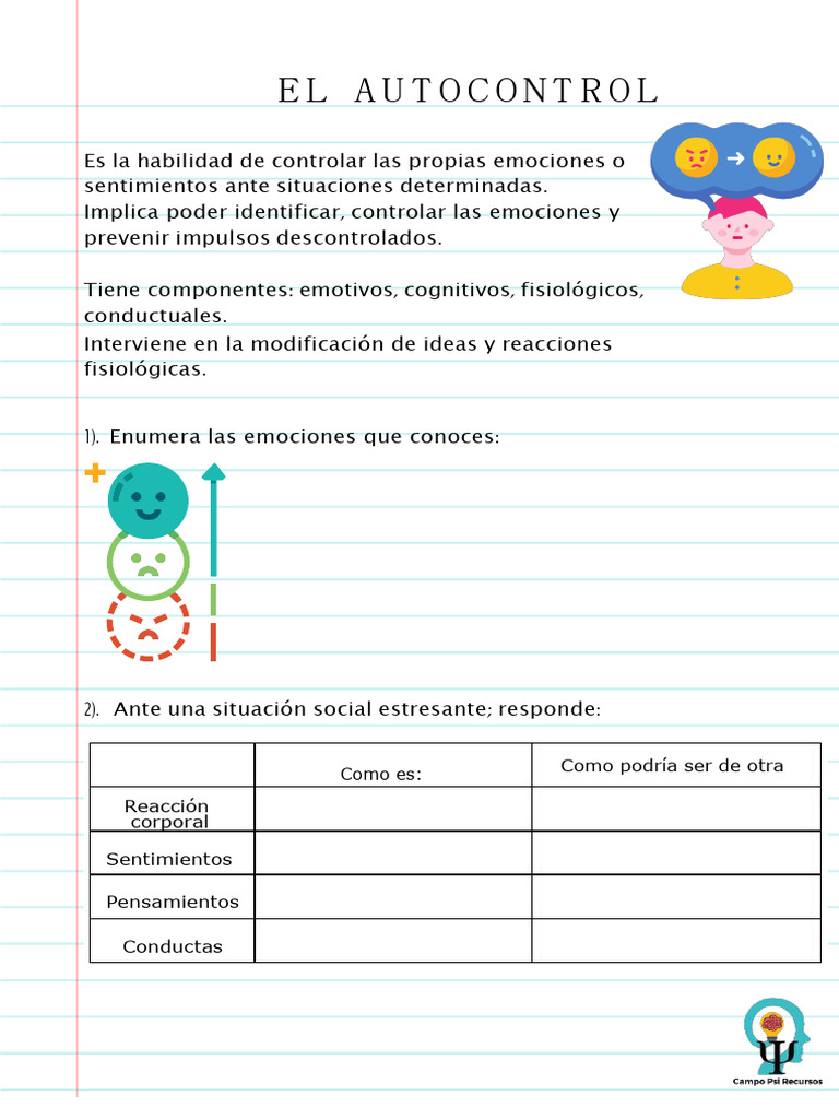 Taller de Habilidades Sociales para Niños | PDF | Las emociones | Toma ...