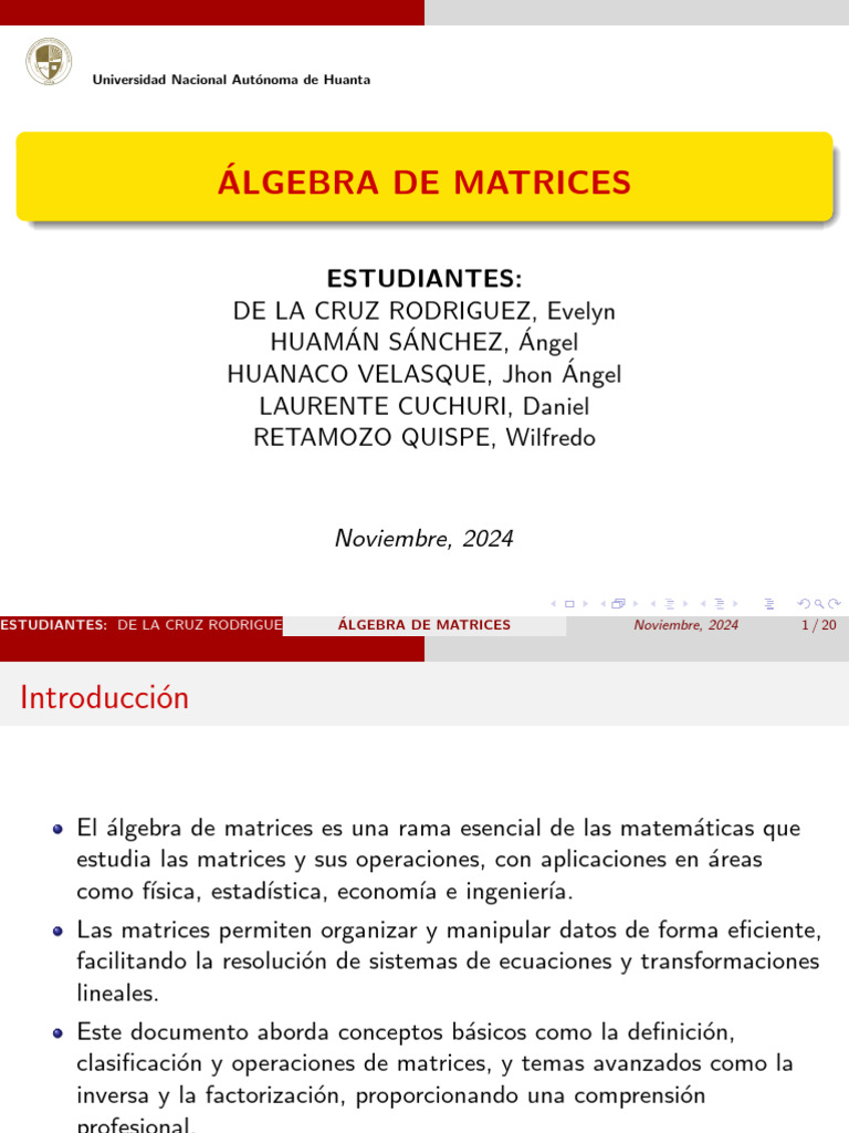 Álgebra de Matrices | PDF | Matriz (Matemáticas) | Álgebra lineal