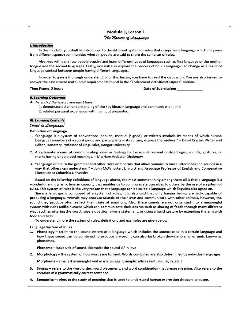 GE5 Module 1 Lesson 1 | PDF