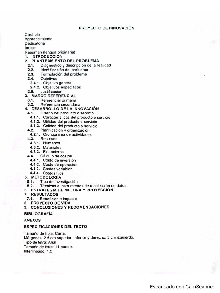 Estructura de Proyecto de Innovacion | PDF Estructura de Proyecto de Innovacion | PDF