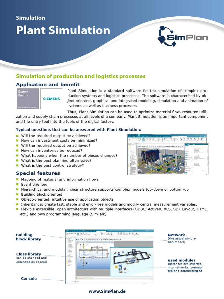 Flyer Plant Simulation 2023 EN | PDF | Simulation | Logistics