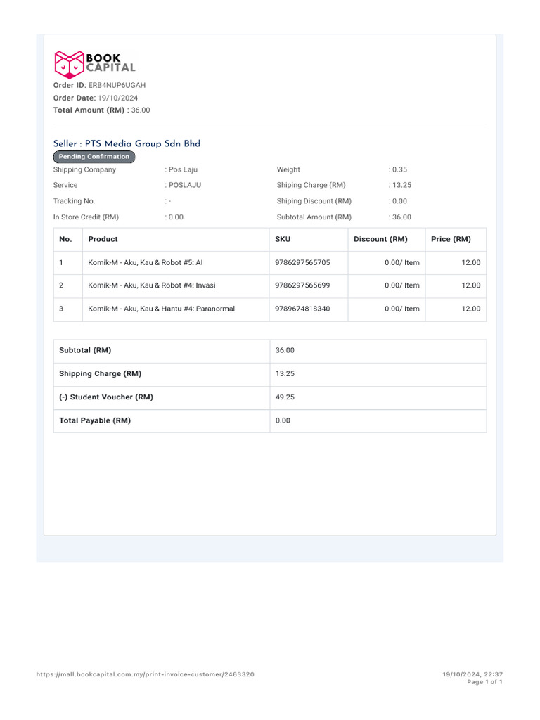 Comic Book Order Confirmation | PDF