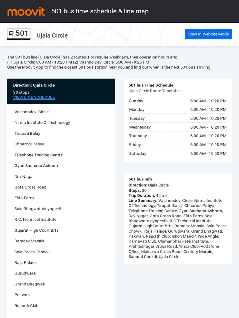 501 AMTS Bus Timetable: Ujala Circle | PDF | Public Transport | Transport