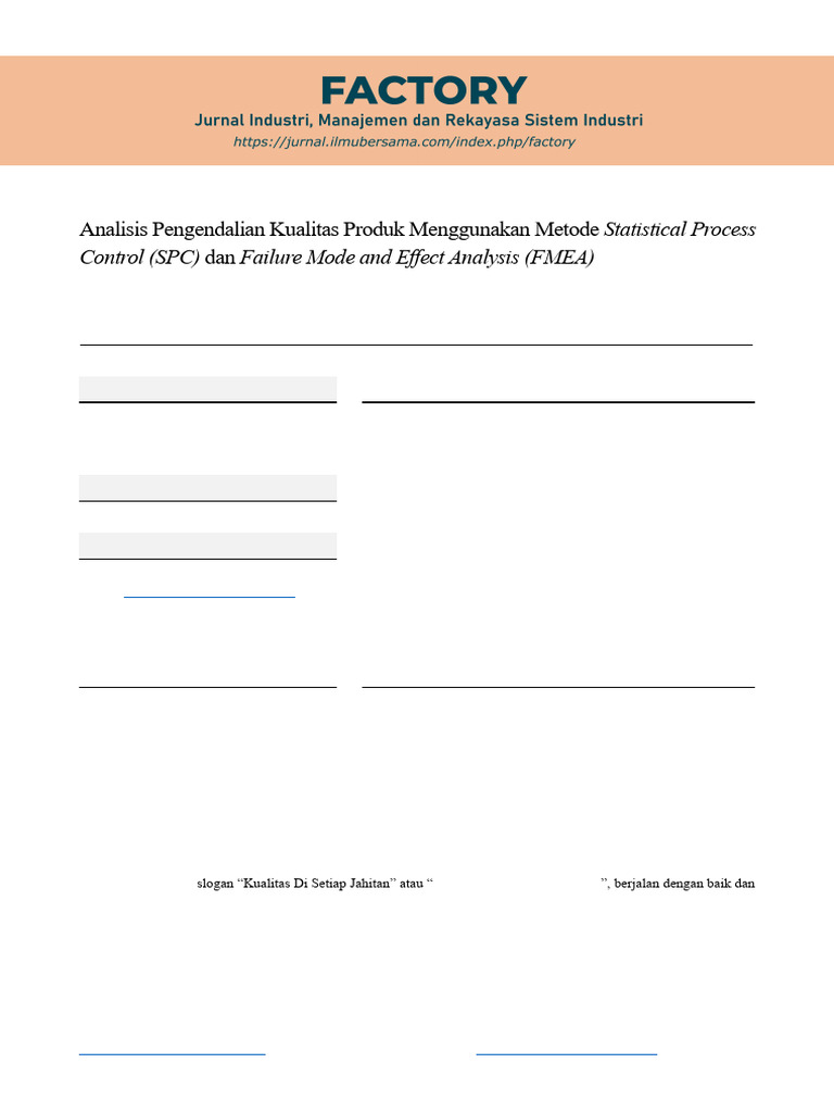 Analisis Kualitas Produk FMEA dan SPC | PDF