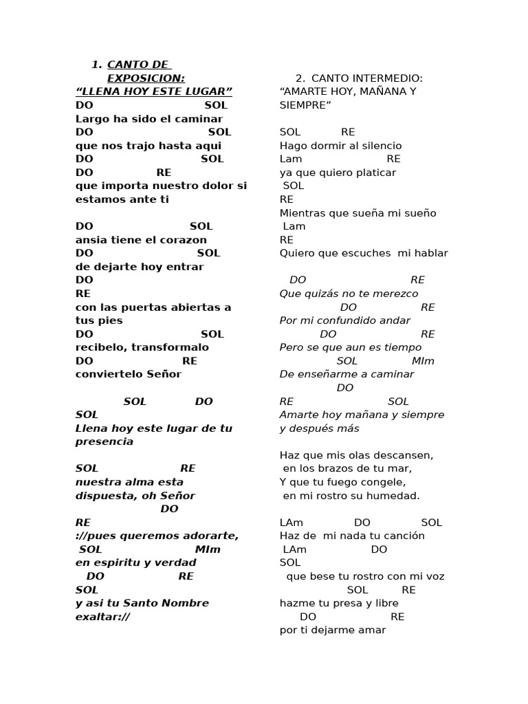 Letras de Canto Espiritual y Adoración | PDF