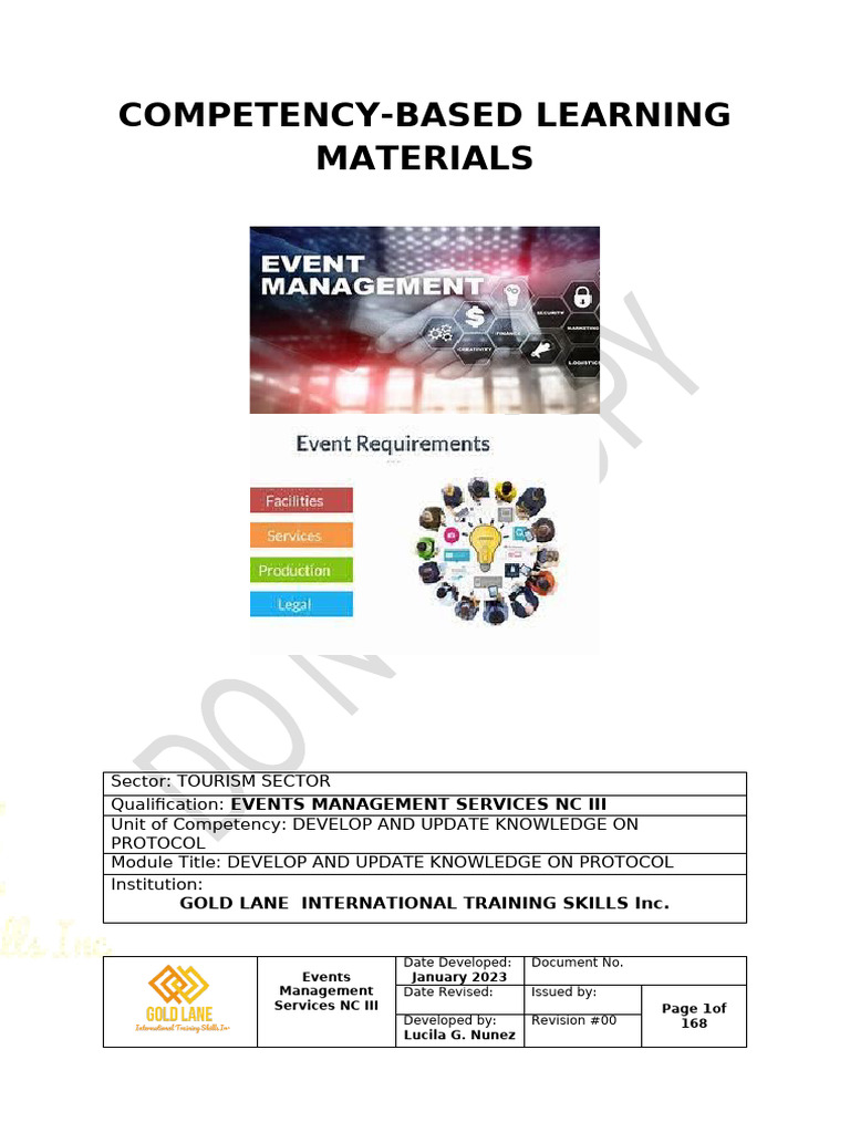 cblm events nciii | PDF | Debits And Credits | Expense