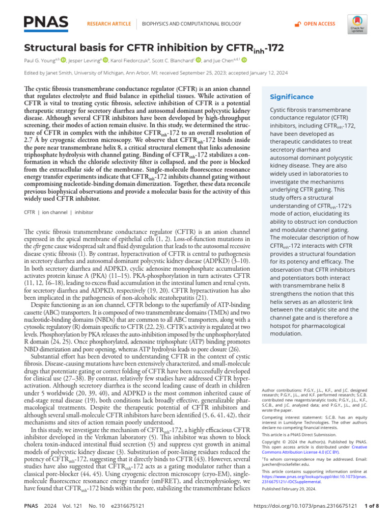 Young Et Al 2024 Structural Basis For CFTR Inhibition by Cftrinh 172 ...