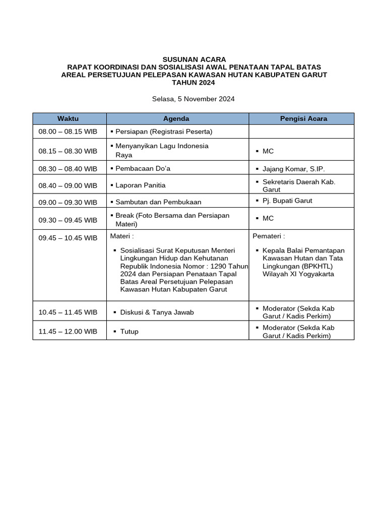 Rundown Acara Rapat Koordinasi | PDF