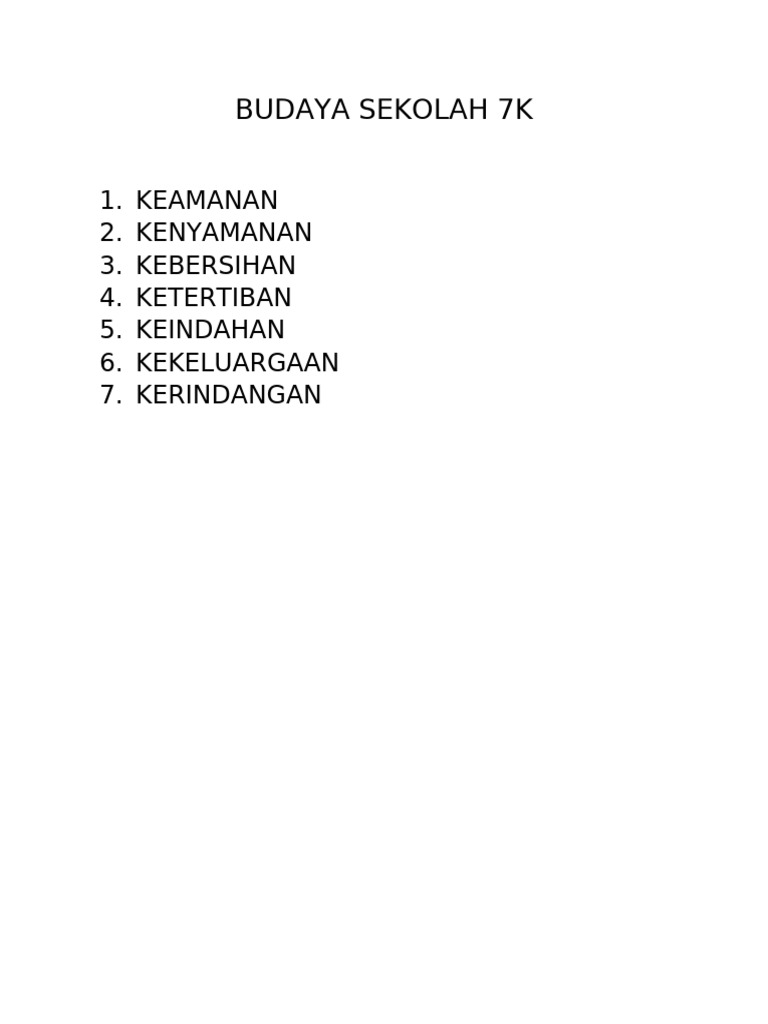 Budaya Sekolah 7K | PDF