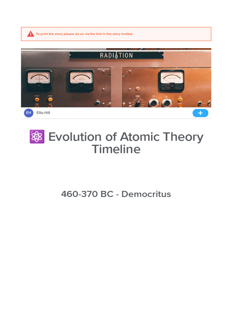 Evolution of Atomic Theory Timeline - Sutori | PDF | Atoms | Atomic Nucleus