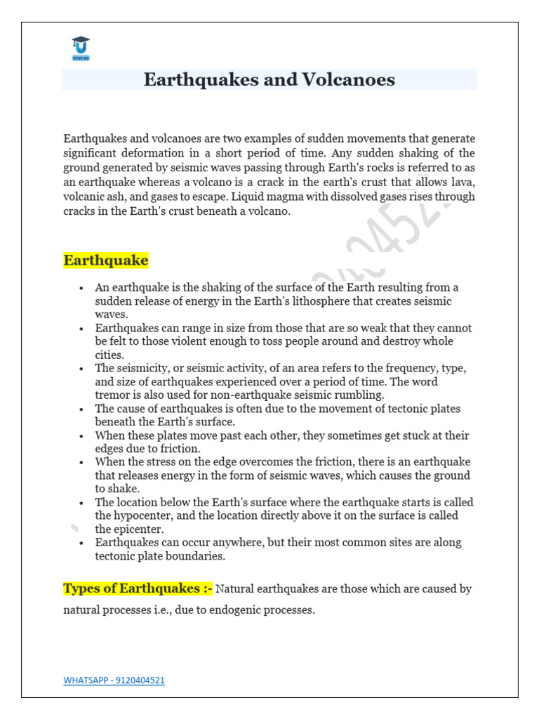 Earthquakes and Volcanoes | PDF | Volcano | Earthquakes