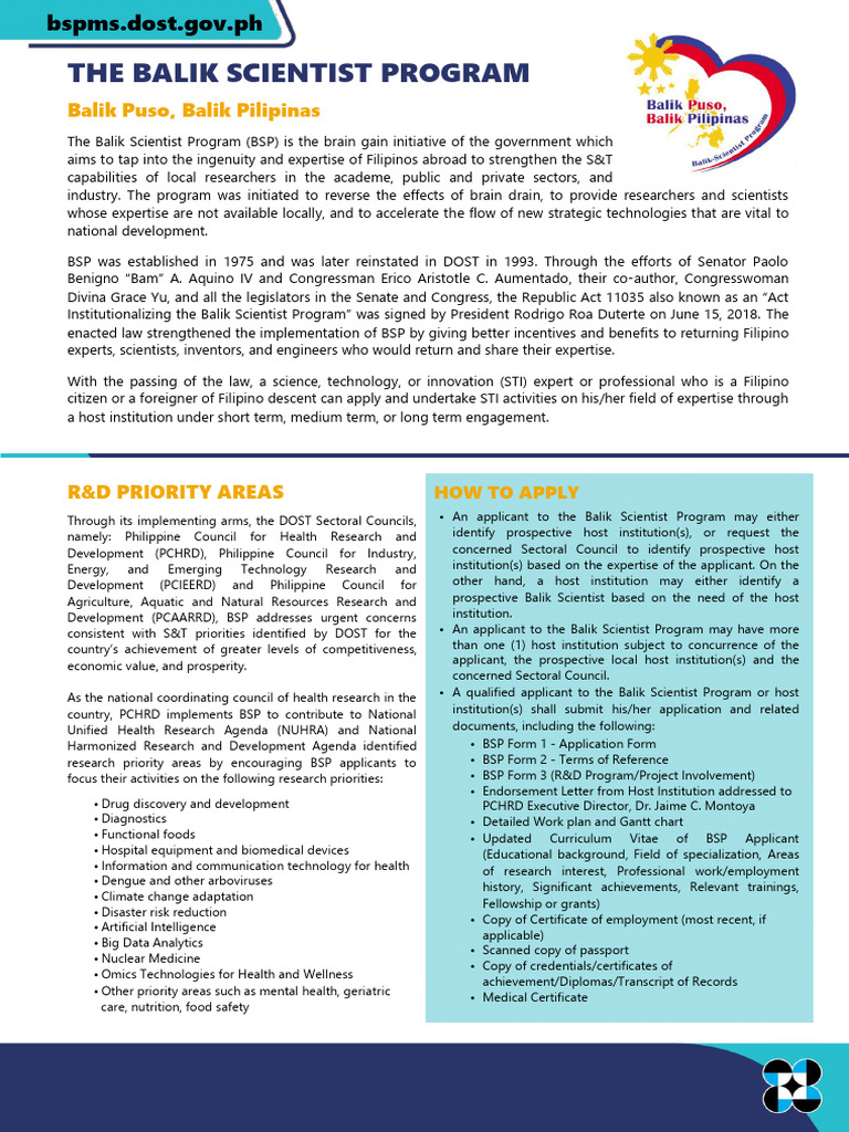 The PCHRD Balik Scientist Program | PDF | Self-Improvement | Wellness