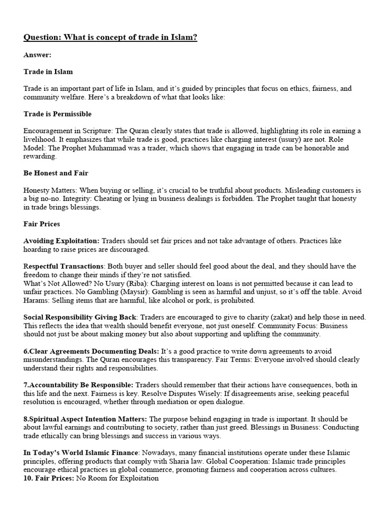 Islamic Trade Principles Explained | PDF | Islamic Banking And Finance ...