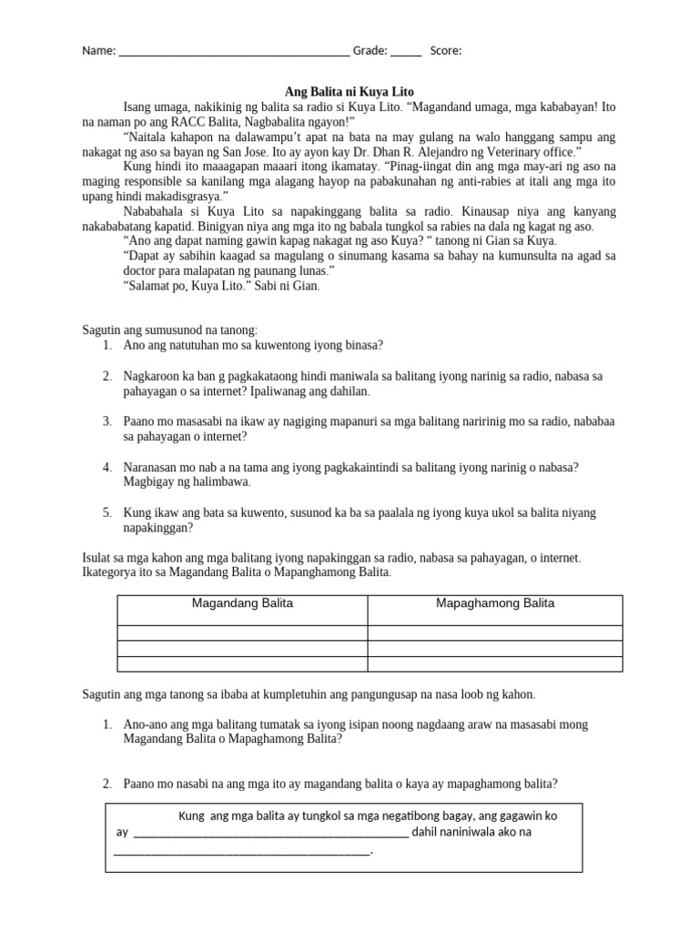 Q1 Grade5 Activity Sheets Week 1 | PDF