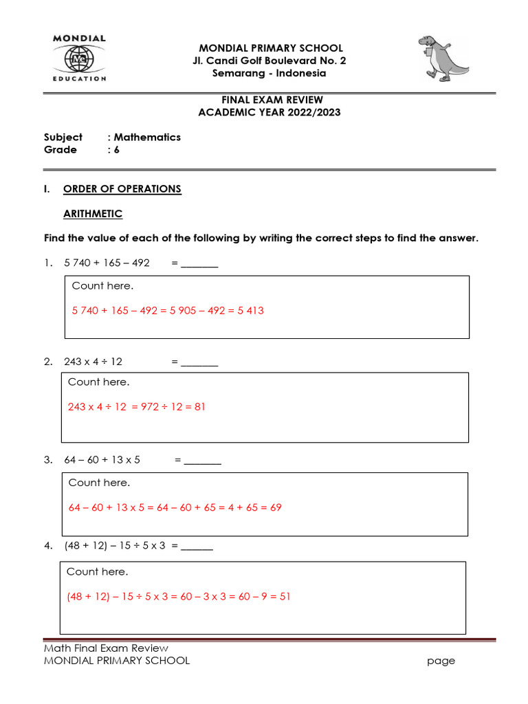 (Answer Key) Math Final Exam Review | PDF | Circle | Decimal