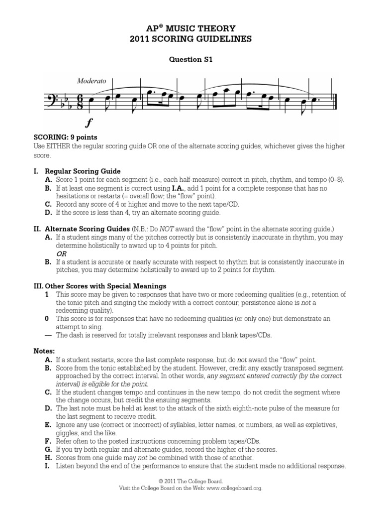 2011 Sight-Singing Answers Q1 | PDF | Rhythm | Musicology