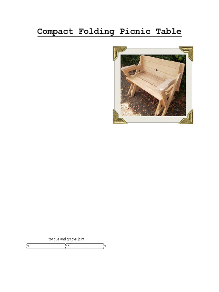 Compact Folding Picnic Table | PDF | Nut (Hardware) | Screw