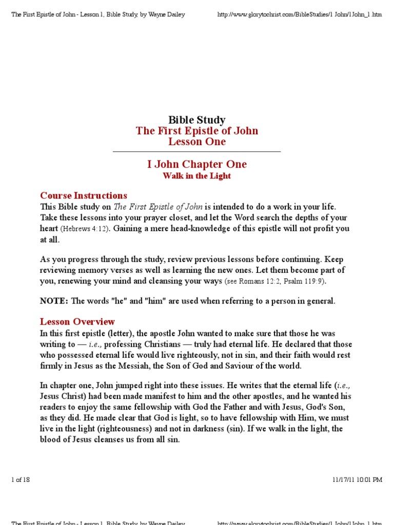 The First Epistle of John - Lesson 1, Bible Study, by Wayne Dailey ...
