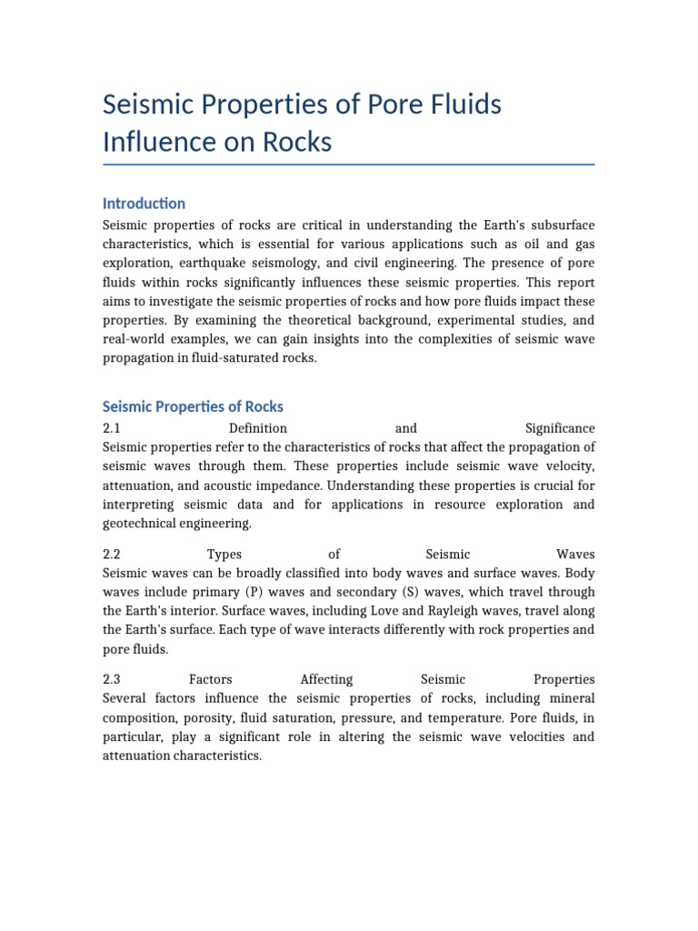 Seismic Properties of Pore Fluids Influence On Rocks | PDF | Porosity ...