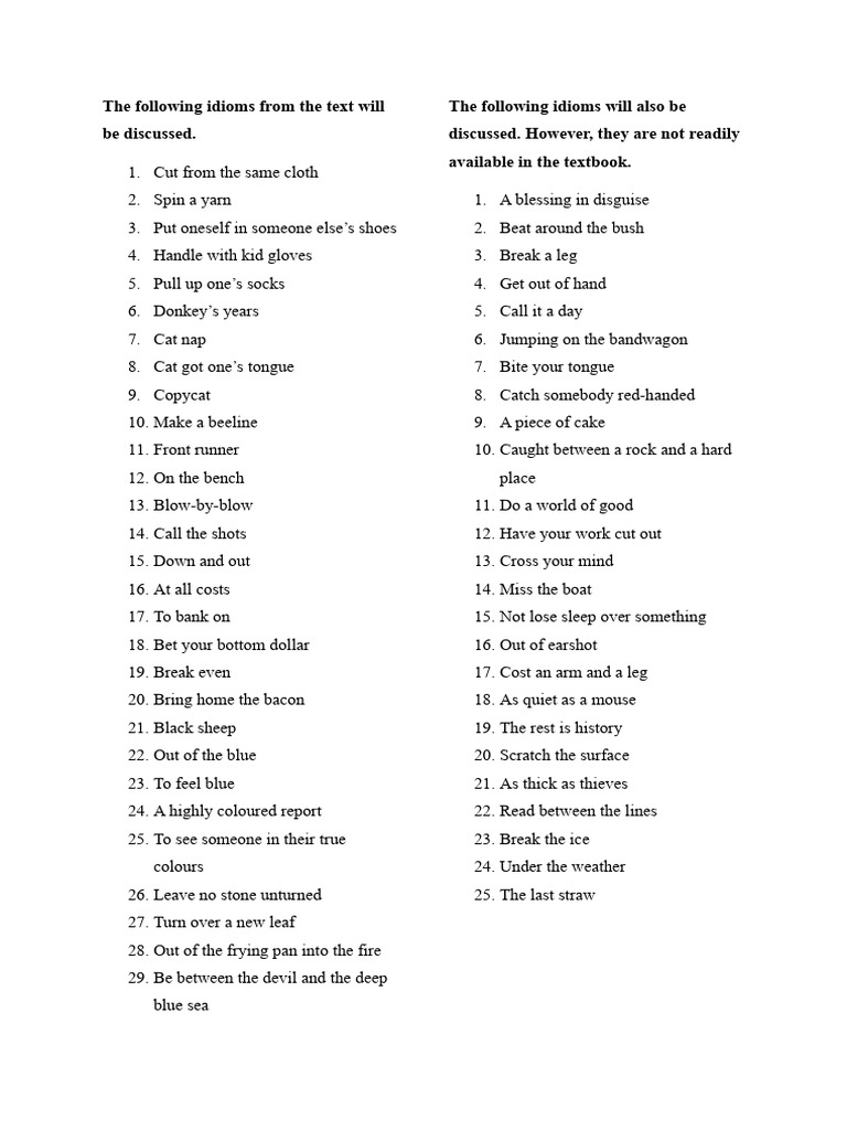 Idioms | PDF