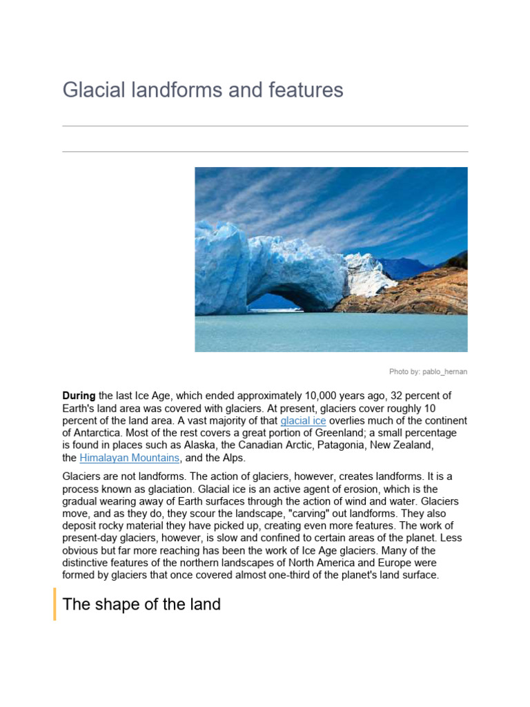 Glacial Landforms and Features | PDF | Glacier | Valley