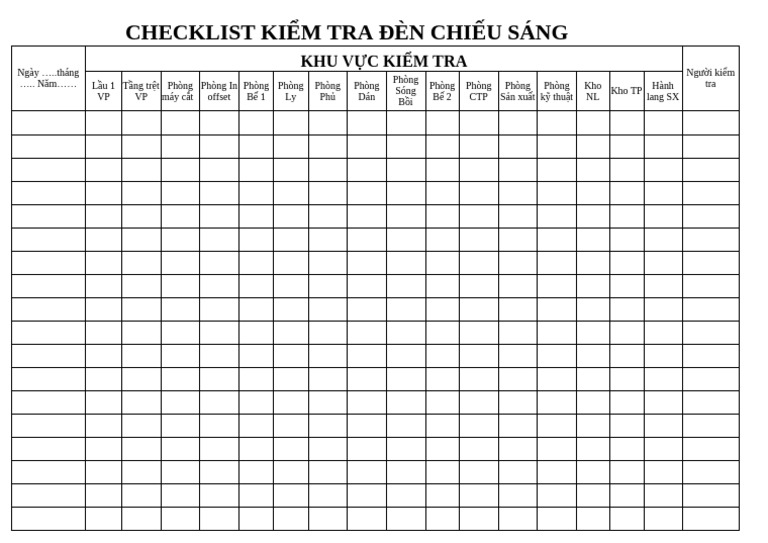 Checklist Kiểm Tra Đèn | PDF