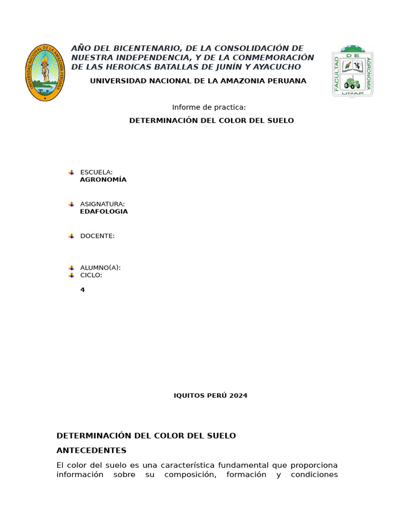 Determinación del Color del Suelo en Iquitos | PDF | Suelo | Color