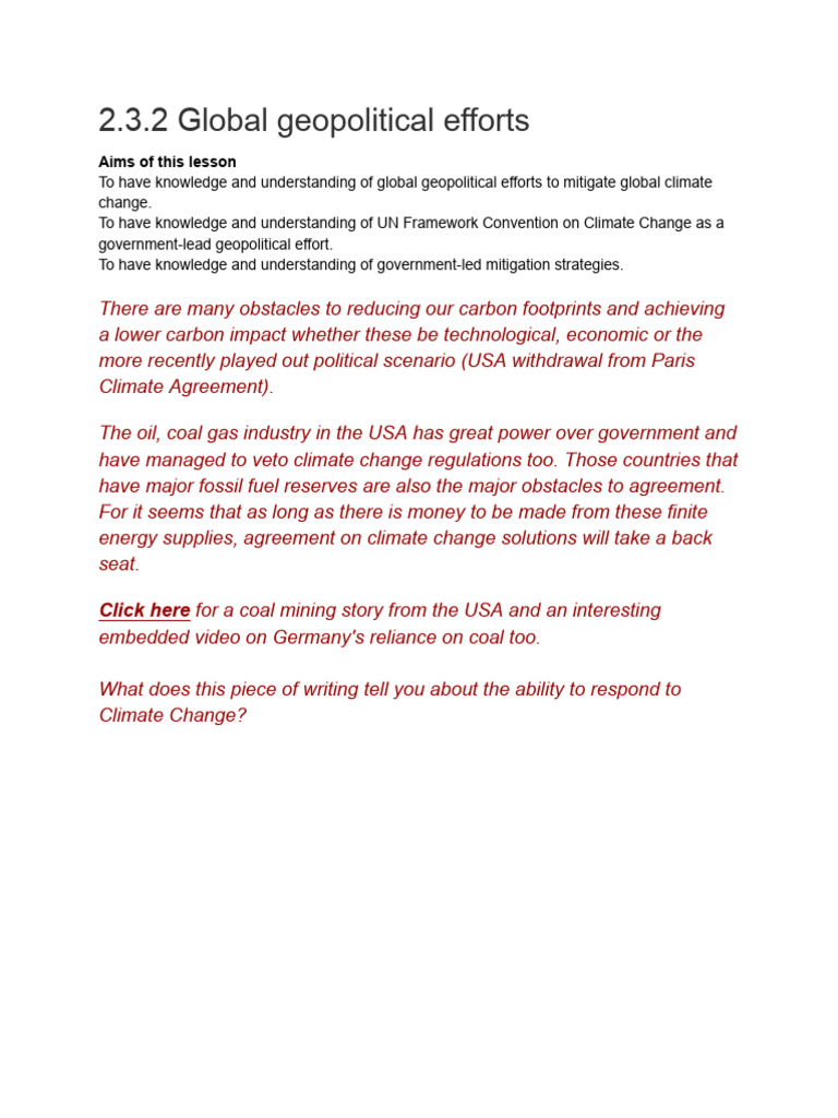 Global Geopolitical Climate Strategies | PDF | Climate Change | Climate ...